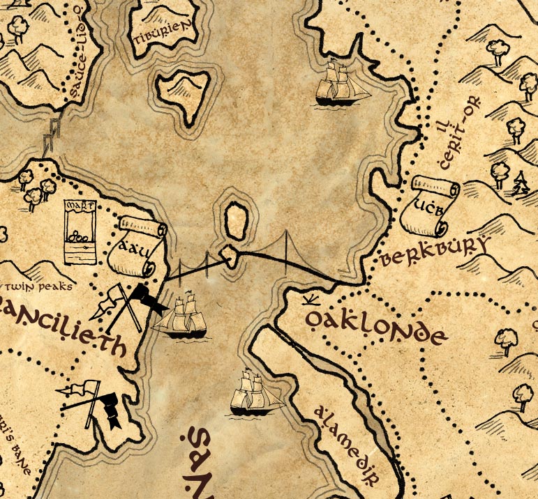 Silicon Valley Fantasy Map in LotR Style – Urban Realms